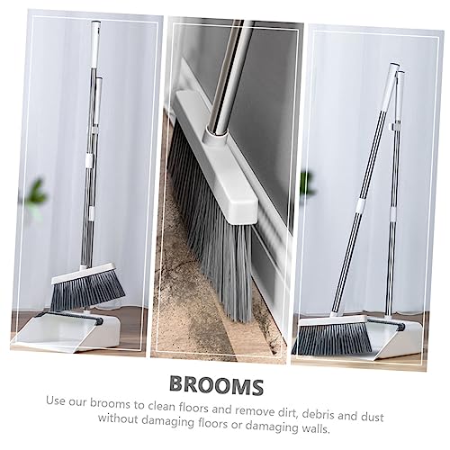 Outanaya 1 Set Hair Cleaning Broom Kitchen Brooms Indoor Broom Pet Poop Tray Broom Dustpan Kit Lobby Dust Pan Lobby Dustpan Lobby Broom Upright Sweep Broom Outdoor Dustpan Broom Kit Pp