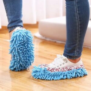 Gwroyx Cleaning Slippers Shoes Cloth Mopping Shoes Home Floor Washable Cleaning Microfiber Cloth(Blue)