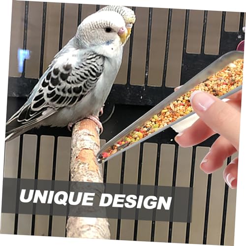 Levemolo 3pcs Feeder Birdemic Parrot Feeding Accessory Feed Scoop Bird Food Added Pet Feeding Food Shovel Birds Food Shovel Bird Supplies Birds Food Spoons Bird Food Scoop Stainless Steel