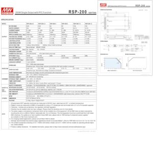 TorqCali RSP-200-27 200W Single Output Power Supply 27V 7.4A Constant Current with PFC, Enclosed Type for Industrial Machinery, Automation Control, and Test Equipment