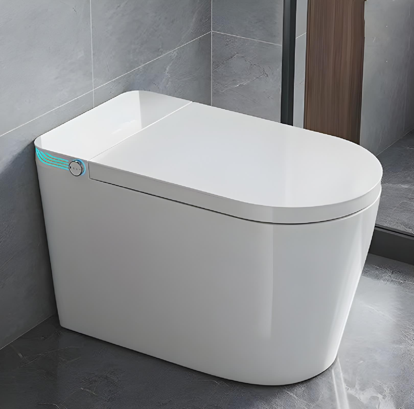 Toilet Smart Toilet Ceramic White with 85mm Wider Bidet Seat Smart Toilet with Bidet Built in Voice Control Bubble Shield L27.56" x W16.14" x H17.32"