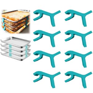 zanwanxin baking sheet stacking clips, universal baking sheet pan stackers, reusable sheet pan stacking clips, space-saving tray stackers for freeze dryer trays (blue, 8pcs)