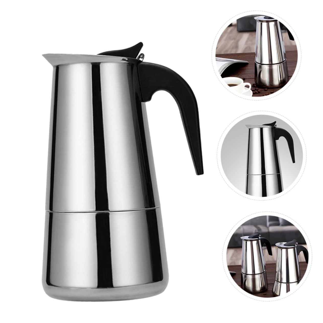 KICHOUSE Coffee Pot Stovetop Coffee Maker Rapid Coffee Brewer Coffee Mugs Espresso Cups Home Espresso Machine Electric Tea Pots Stovetop Coffee Brewer Kitchen Accessories Stainless Steel