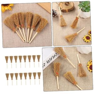 KICHOUSE 18pcs Mini Broom Straw Broom Halloween Small Broom Halloween Witch Broom Mini Broom Hangings Brooms Toy Wizard Flying Broom Decor Toys Mini Wooden Broom Pine Wood Khaki