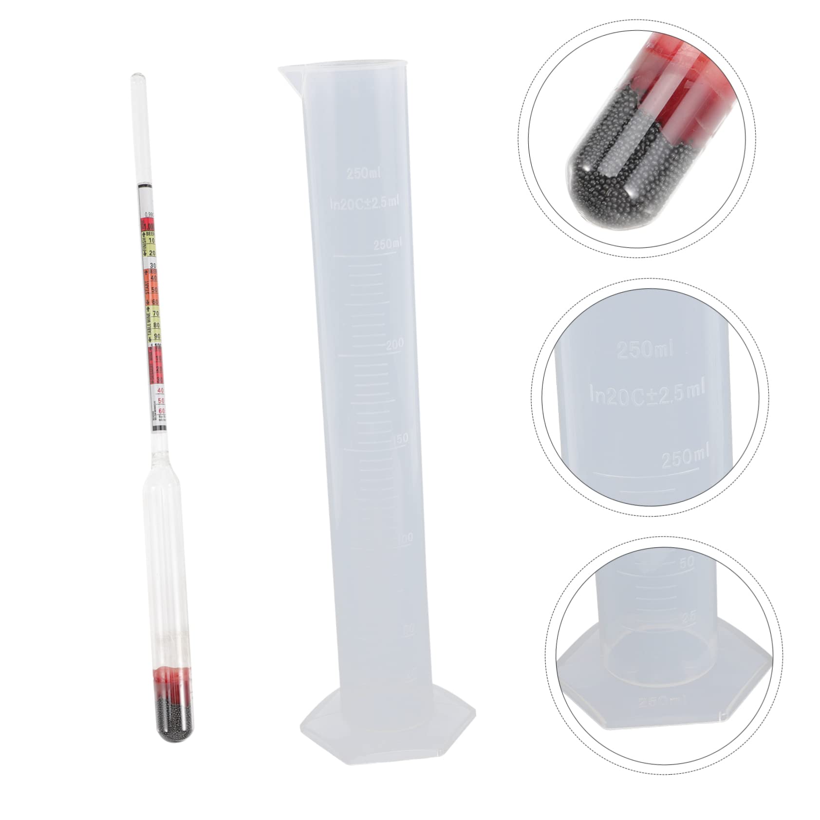 FELTECHELECTR 2 Sets American Attenuation Meter Mead Kit Fermented Beverages Test Jar Brewing Hydrometer Tester Hydrometer Test Jar Hydrometer Kit Brewing Tool Beer Mead Making Kit Plastic