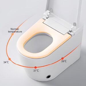 Toilet Smart Toilet Ceramic White with 85mm Wider Bidet Seat Smart Toilet with Bidet Built in Voice Control Bubble Shield L27.56" x W16.14" x H17.32"