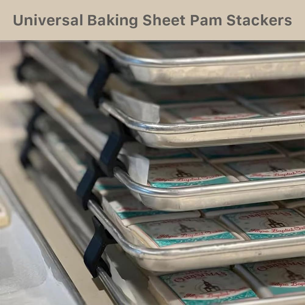 Baking Sheet Stackers, Baking Sheet Stacking Clips, Baking Tray Stackers,Safe and Heat-Resistant Sheet Pan Stacking Clips for Restaurants, Kitchen, Picnic (32, Light blue)