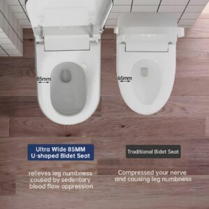 Toilet Smart Toilet Ceramic White with 85mm Wider Bidet Seat Smart Toilet with Bidet Built in Voice Control Bubble Shield L27.56" x W16.14" x H17.32"