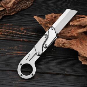 Unique Folding Pocket Knife, Stainless Steel 7 inch Survival Tactical Knife, Rescue EDC Hand Tools with Pocket Clip, Knife for Men