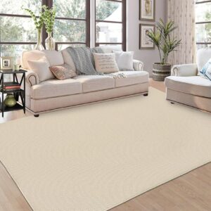 GlowSol Washable Area Rugs 10x13 Living Room Rug Modern Solid Rug Neutral Rug Farmhouse Large Rug Stain-Resistant Soft Floor Rug Low Pile Non Slip Carpet for Living Room Bedroom Dining Room,Beige