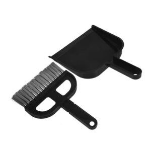 garneck 1 set broom dustpan set auto car automotive cars brooms detailing brush multi-function mini dustpan car vent cleaner dust pan car detail brush desktop cleaning broom black plastic