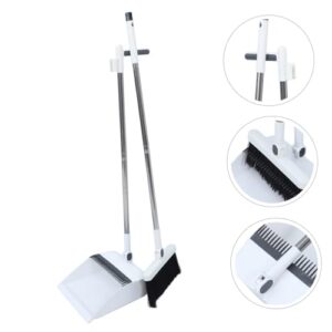 BUTIFULSIC Set Broom Dustpan Set Brooms Sweeeping Material Mini Cleaning Favor Long Handle Cleaning Broom Floor Broom Kit Kitchen Broom Home Cleaning Device Lobby Broom Stainless Steel White