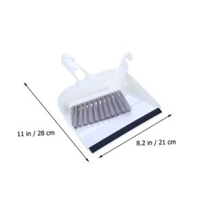 OHPHCALL 2 Sets Cleaning Brush Computer Broom Pet Broom Dust Pans with Brush Broom Small Sweeping Broom Toy Broom Mini Broom Desktop Dustpans Kid Broom Small Brush Plastic White