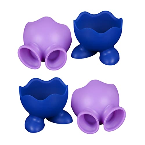 FUNOMOCYA 4pcs Silicone Egg Cups Egg Holder Breakfast Egg Cup Holder Cups for Boiled Eggs Soft Boiled Egg Holder Egg Cooker Cups Silicone Egg Boiler Blue