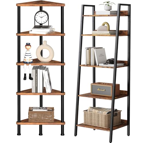 Homedawn 5-Tier Corner Shelf & 5-Tier Ladder Shelf