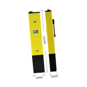 BUGUUYO Ph Measurement Portable Ph Pen Water Ph Pen Ph Tester Digital Water Tester Ph Meter Pen Fish Tank Ph Tester Digital Ph Pen Ph Test Pen LCD Ph Pen Pool Ph Tester Yellow