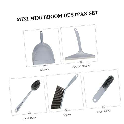 ORFOFE 5pcs Broom Dustpan Mini Dust Pan Micro Brushes Kid Broom Mini Household Dustpans Small Dustpan and Brush Mini Cleaning Tools Aid Tiny Cleaning Broom Scraper Supplies Purple The Pet