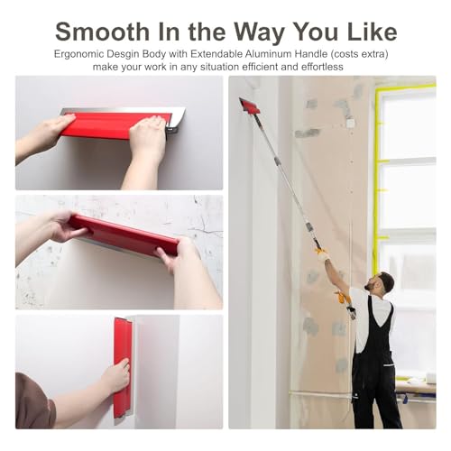 9.8Inch/250MM Drywall Skimming Blade, Smooth Finish, Ergonomic Comfort Grip, Stainless Steel Drywall Smoothing Spatula for Large Working Area Wall Decoration Construction Tool