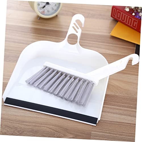 OHPHCALL 2 Sets Cleaning Brush Computer Broom Pet Broom Dust Pans with Brush Broom Small Sweeping Broom Toy Broom Mini Broom Desktop Dustpans Kid Broom Small Brush Plastic White