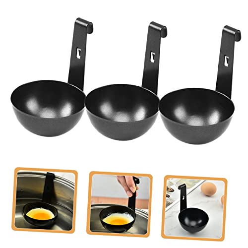 CIYODO 3pcs Stainless Steel Egg Cooker Egg Maker Machine Boil Egg Cooker Egg Holder Stand Boiled Egg Cooker Egg Cups for Eggs Steamed Egg Cup Egg Pan Steamer Pot Boiled Egg Holder Black