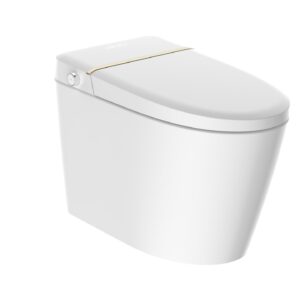 WIIS' IDEA Smart Toilet, Elongated One Piece Bidet Toilet with Bidet Built In, Tankless Smart Bidet Toilet with Auto Open Close, Auto Flush, Foot Sensor, Heated Bidet Seat, LED Display, Night Light