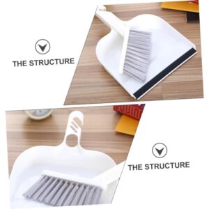 OHPHCALL 2 Sets Cleaning Brush Computer Broom Pet Broom Dust Pans with Brush Broom Small Sweeping Broom Toy Broom Mini Broom Desktop Dustpans Kid Broom Small Brush Plastic White