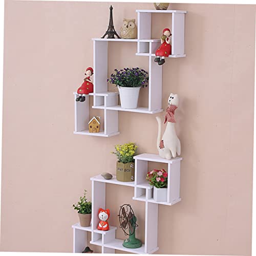 Amosfun Wall Storage Rack Storage Shelves Wall Storage Shelf Home Storage Shelf Home Storage Shelf Wall Decor Wooden White