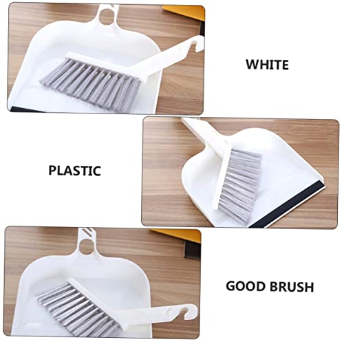 OHPHCALL 2 Sets Cleaning Brush Computer Broom Pet Broom Dust Pans with Brush Broom Small Sweeping Broom Toy Broom Mini Broom Desktop Dustpans Kid Broom Small Brush Plastic White