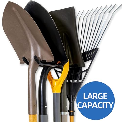 BUTIFULSIC Garden Tool Rack Broom Hanger Garage Wall Organizer Ladder Hooks Garden Tool Organizer Hanger Holder Storage Hook for Garage Trimmer Garage Hooks Mop Rack Broom Rack