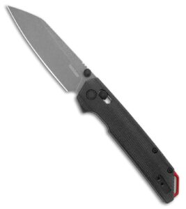 kershaw iridium folding pocket knife, 3.4 inch d2 steel blade, duralock locking mechanism, black micarta handle, designed in the usa (black micarta/stonewash)