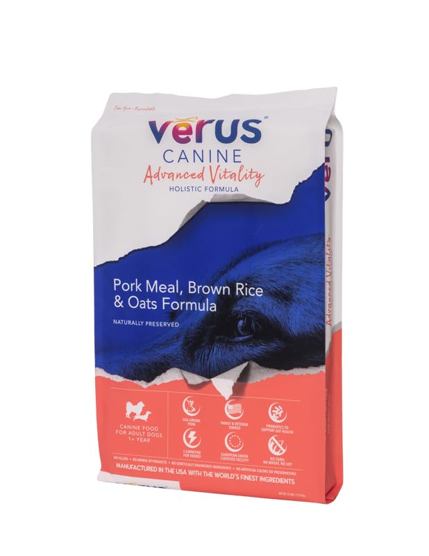 VeRUS Pet Foods Dry Dog Food Pork, Advanced Vitality Formula 25lb Bag