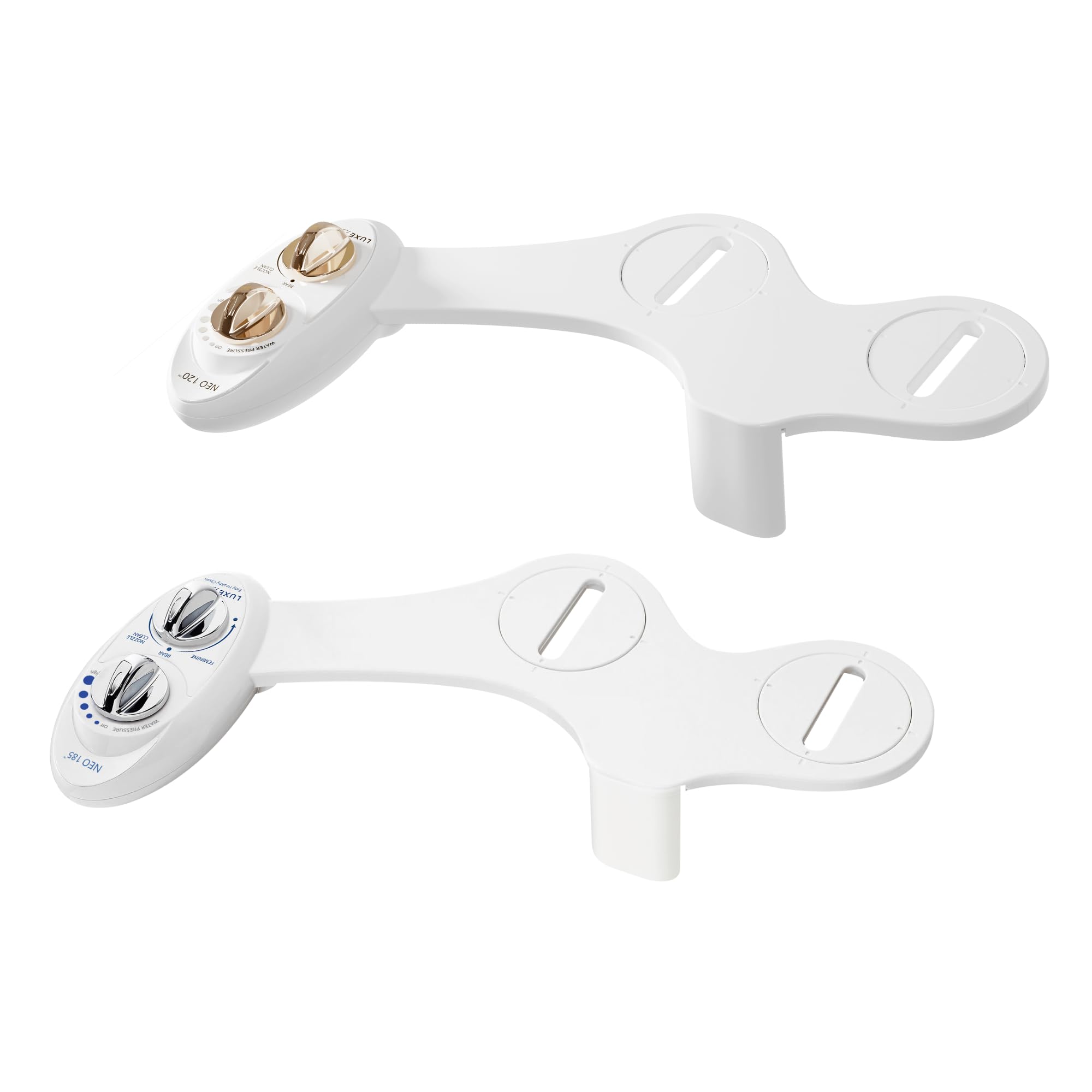 LUXE Bidet NEO 120 - Value Pack of 2 - Self-Cleaning Non-Electric Bidet Attachments for Toilet Seat (Gold and White)