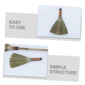 CIYODO Straw Broom Cleaning Brush Table Broom Hand-Made Broom Desk Dust Broom Cleaning Broom Desktop Small Broom Short Handle Broom Hand Broom Household Dust Brush Whisk Broom Desk Broom