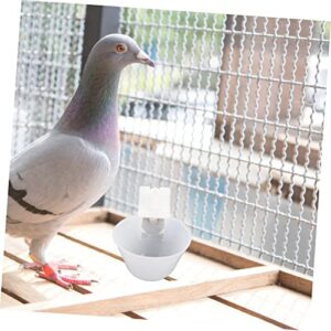 FONDOTIN 10 Sets Pigeon Drinker Poultry Waterer Food Serving Tray Bird Cage Chicken Drinking Tool Clear Drinking Glasses Pet Drinking Holder Bird Supplies Water Birdfeeder White Plastic