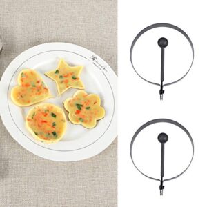 OKUMEYR 4pcs Pancake Ring Mold Fried Egg Rings Omelette Mold Frying Egg Mold Stainless Steel Egg Form Pancake Maker Egg Shaper Black