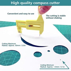 Round Circular Compass Cutter, for Cutting 1.5‑50mm Radius Cutter, Easy to Use, with Improved Fixed Button, and Movable Safety Cover