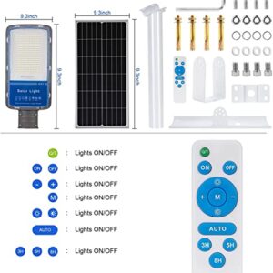 BLHKBAIKB Solar Street Light Outdoor,30000 Lumens Dusk to Dawn Solar LED Street Light with Remote Control 6500K Daylight White,IP67 Waterproof for Yard,Garden,Parking Lot