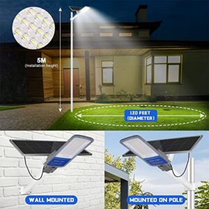 BLHKBAIKB Solar Street Light Outdoor,30000 Lumens Dusk to Dawn Solar LED Street Light with Remote Control 6500K Daylight White,IP67 Waterproof for Yard,Garden,Parking Lot