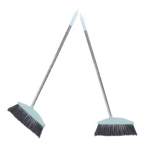 cabilock 2pcs stainless steel broom cleaning supplies heavy-duty broom market broom sweeping broom indoor outdoor broom long handle broom hard broom household cleaning supply blue plastic