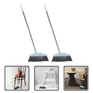 Cabilock 2pcs Stainless Steel Broom Cleaning Supplies Heavy-Duty Broom Market Broom Sweeping Broom Indoor Outdoor Broom Long Handle Broom Hard Broom Household Cleaning Supply Blue Plastic