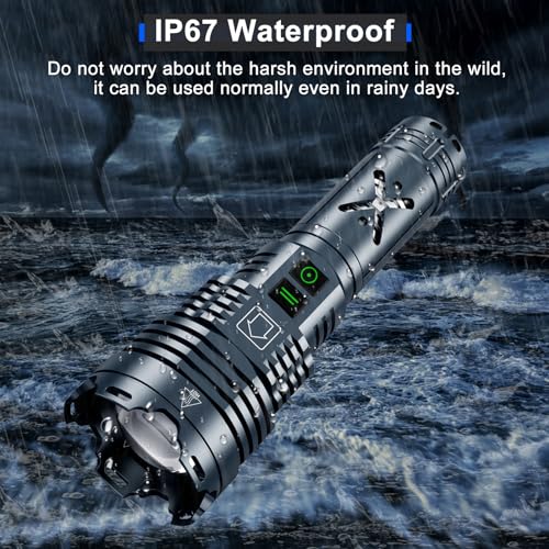 WENOTK Rechargeable Led Flashlights,high Powered Flashlight Super Bright,Handheld Tactical Flashlight with Waterproof, 6 Modes, Zoomable, Powerful Flashlights for Camping Home Emergencies