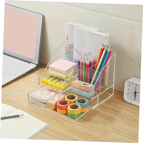 Garneck Stationery Organizer Acrylic Display Case Transparent Countertop Storage Rack Desk Drawer