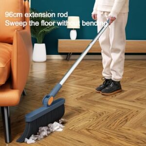 Upgrade Brooms and Dustpan Set, Self-Cleaning with Scraping Teeth and Scraper, Indoor & Outdoor Sweeping, Ideal for Dog Cats Home Use, Stand Up Brooms and Dustpan