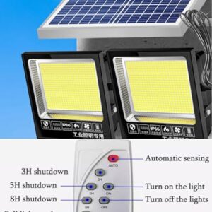 ZXXHNNAIH Solar Street Light IP66 Waterproof Solar Street Lights Outdoor LED Commercial Lighting with 19 ft Cables and Remote Control, Easy to Install