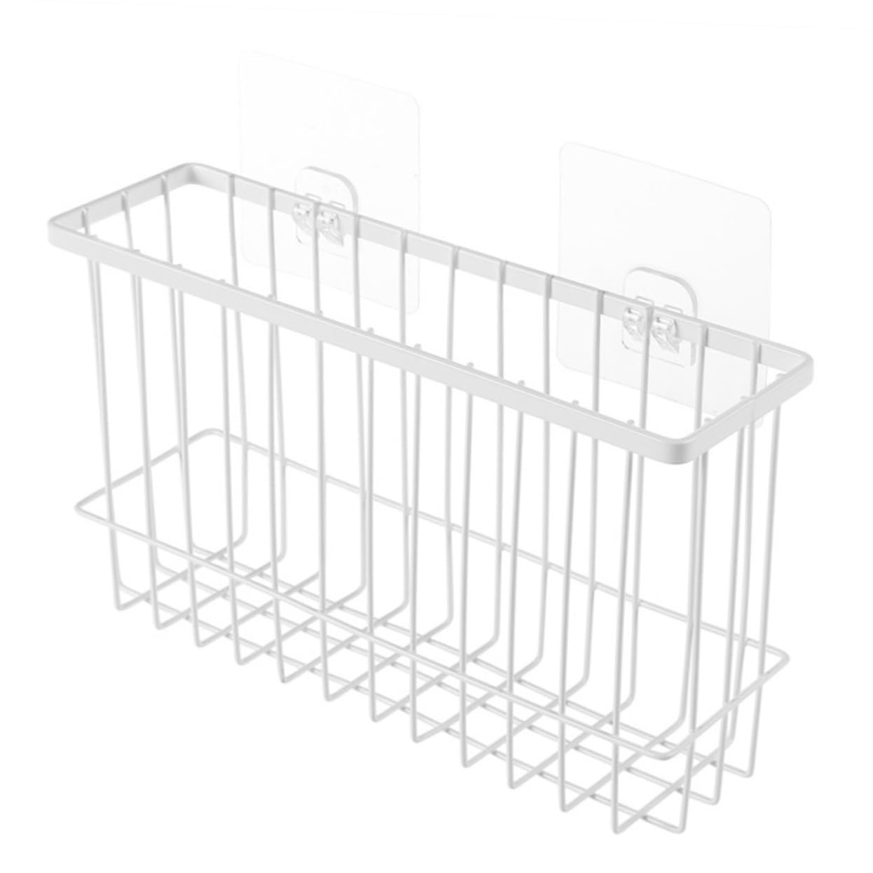 Hoement Bathroom Wall Organizer Bread Clear Container Bathroom Storage Rack Kitchen Wall Holder Heart Spoons Wrapping Paper Canister Hanging Basket Container for Cooling Wine Ledge White