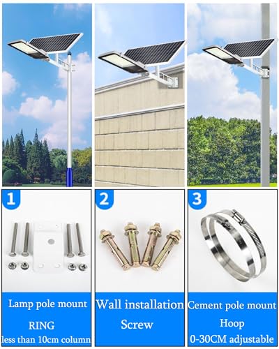 ZXXHNNAIH Solar Street Light IP165 Waterproof Solar Street Light with Pole,Easy Installation,Equipped with a Remote Control for Remote Control,for Yard