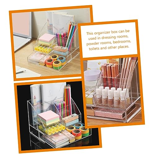 Garneck Stationery Organizer Acrylic Display Case Transparent Countertop Storage Rack Desk Drawer