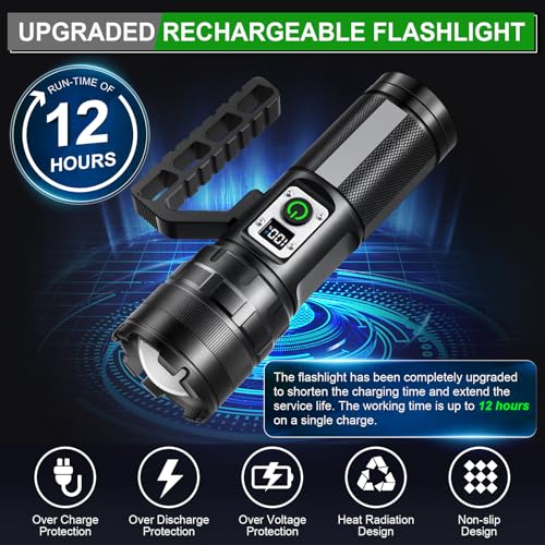 WENOTK Rechargeable Led Flashlights High Lumens, Super Bright Flashlight with 11 Modes Ipx6 Waterproof, Powerful Handheld Flashlight for Camping Emergencies Hiking Home