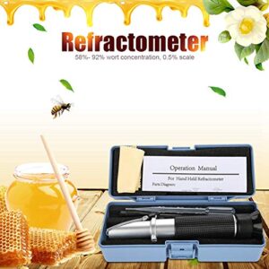 58~92% Wort Specific Gravity Refractometer, Beer Fruit Wine Sugar Test, Sturdy Aluminum Body, Adjustable, Compact Design with Soft Eyepiece