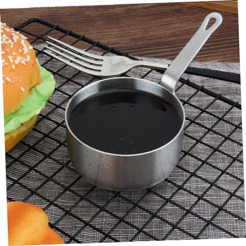 Hoement 1pc Cooking Frying Pan Sauce Cups Coffee Warmer Mini Butter Warmer Pot Butter Melter Dipping Sauce Bowls Small Pan Non Stick Pan Sauce Jug Induction Cookware Butter Melting Pan